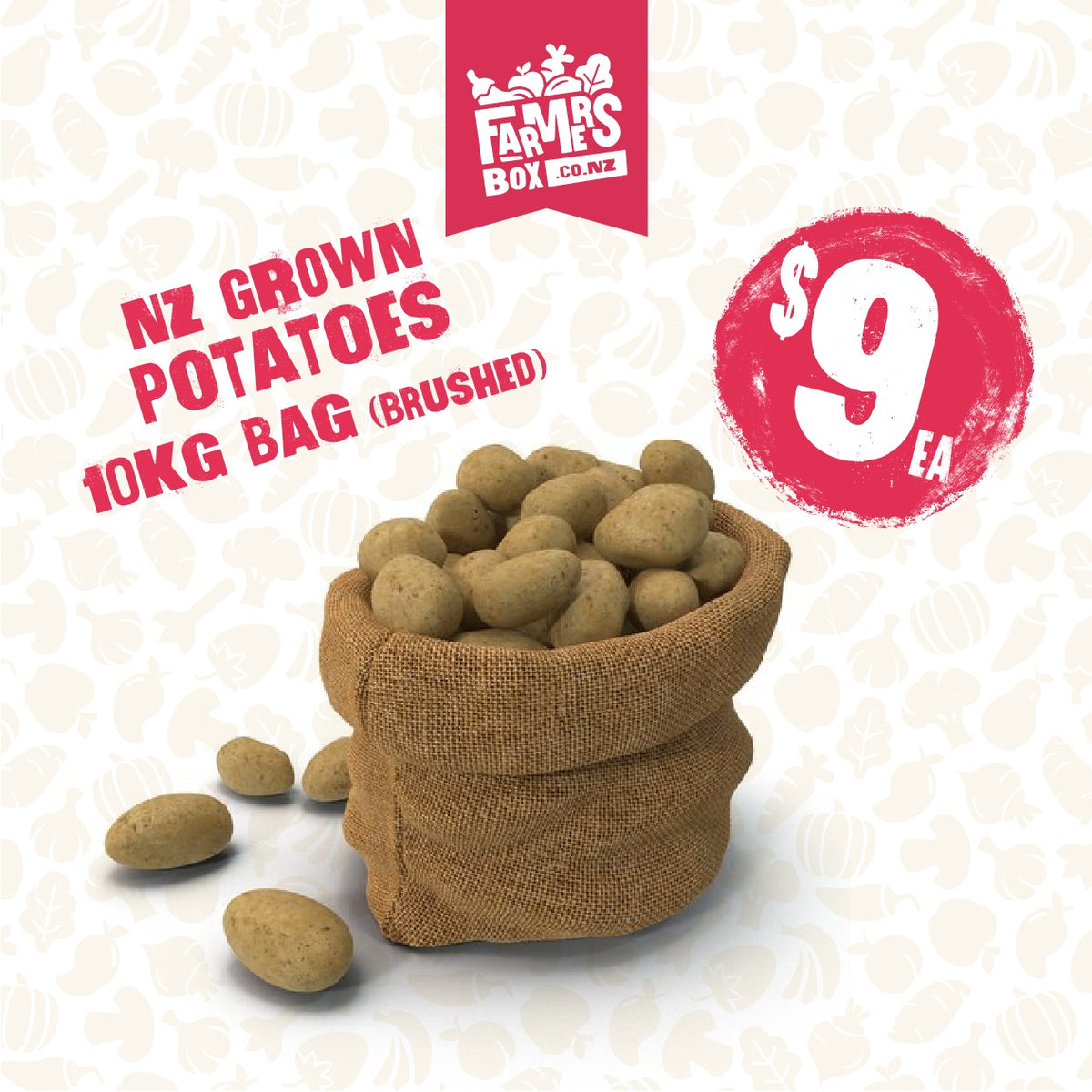 10kg Brushed Potatoes - Versatile & Flavorful | Farmers Box